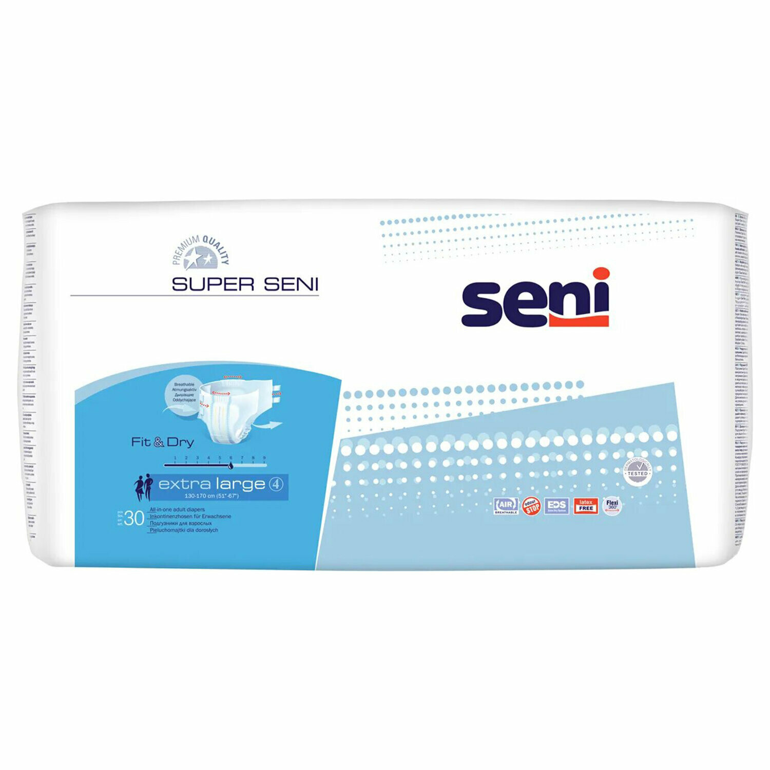 Подгузники для взрослых SENI super extra large, 30 шт, одноразовые (SE-094-XL30-JA1)