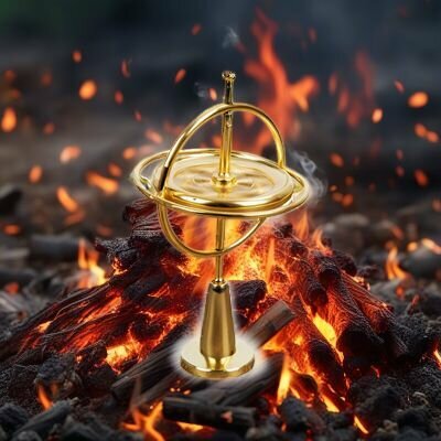 Гироскоп металлический , механическая игрушка антистресс , развивающая , юла с подставкой для вращения 9,2 см*7 см.