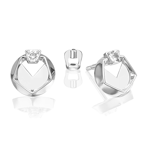Серьги, белое золото, 585 проба, топаз