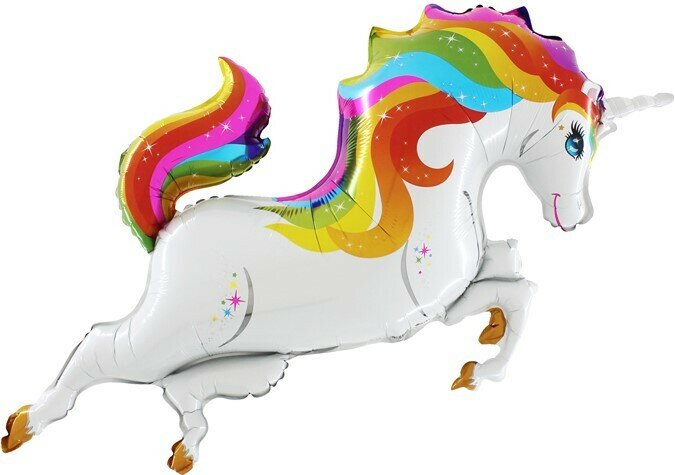 Шар фольгированный Grabo 48', 122 см Фигура, Радужный единорог