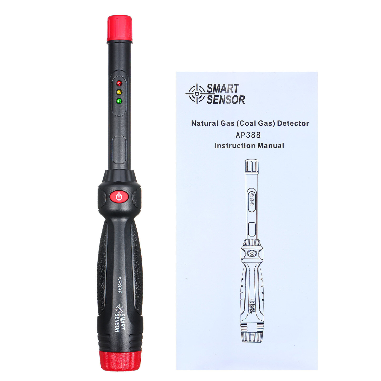 Умный датчик газа SMART SENSOR AP388, портативный детектор утечек сжиженного газа и природного угля, звуковой и светодиодный сигнал тревоги, автоматическое отключение, для дома и кухни.