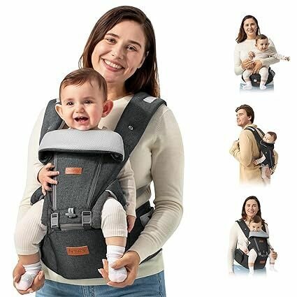 Переноска для детей Happy Baby слинг для новорожденных, эрго-рюкзак, light grey