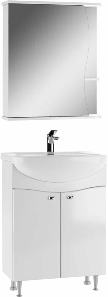 Мебель для ванной комнаты Айсберг Волна 60 напольная, 2 дверцы, белая