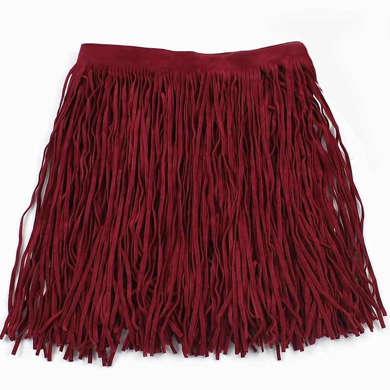 Замшевая бахрома с кисточками Deepeel 1 метр Бордовый, 15cm, WatermelonRed37