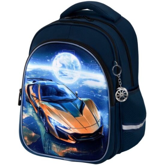 Рюкзак Brauberg 274418 OPTIMA, 2 отделения, с брелком, Galactic car, 3D-панель, 36х27х18 см