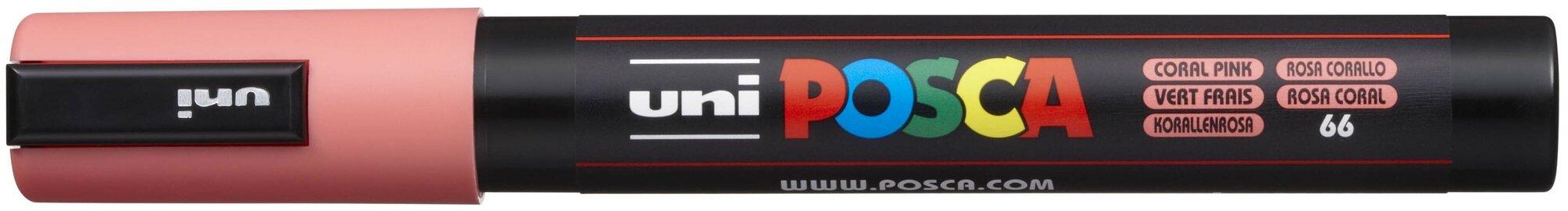 Маркер акриловый UNI POSCA PC-5M, кораллово-розовый, 1.8 - 2.5 мм, круглый (комплект 3 штуки)