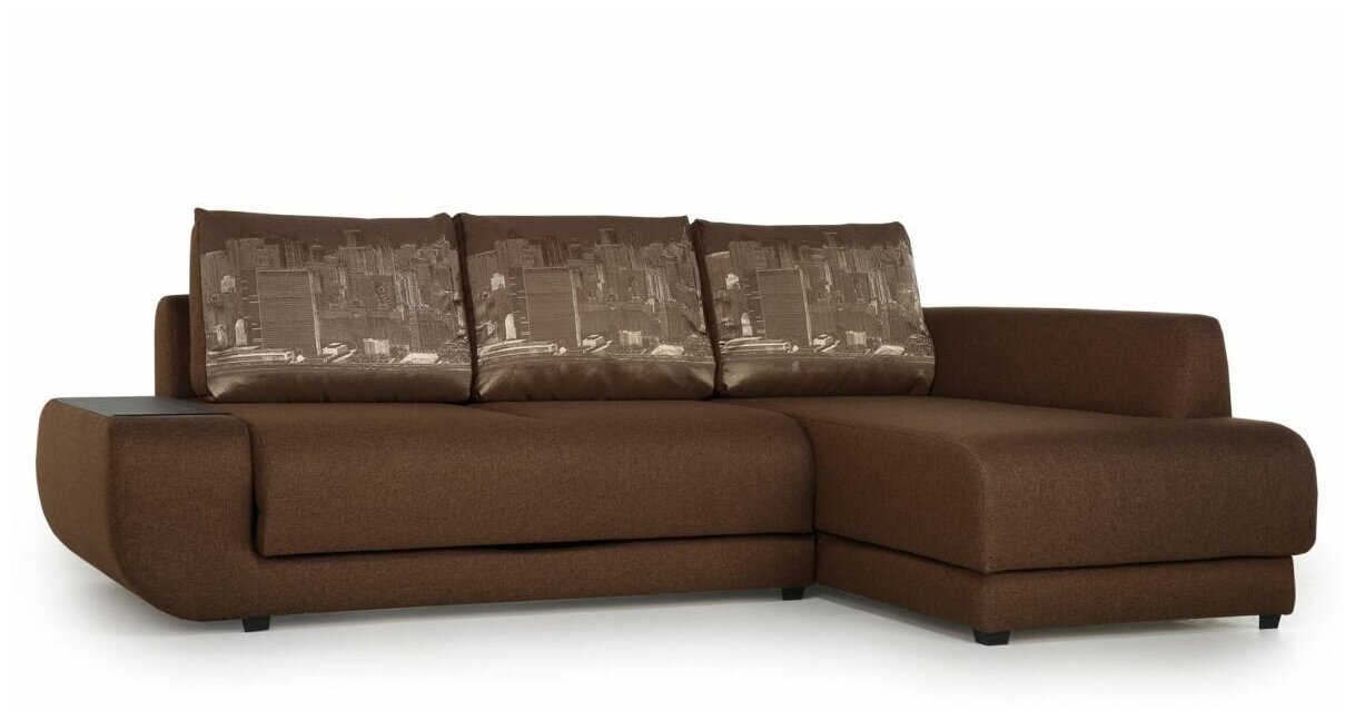 Диван угловой DiHall "Нью-Йорк", с ящиком для белья, с подлокотниками, пума, 245х145 см