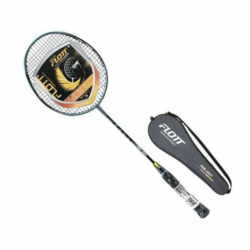 Ракетка для бадминтона "FLOTT" FBR-0521, жесткая, черная/серая, алюминий/карбон