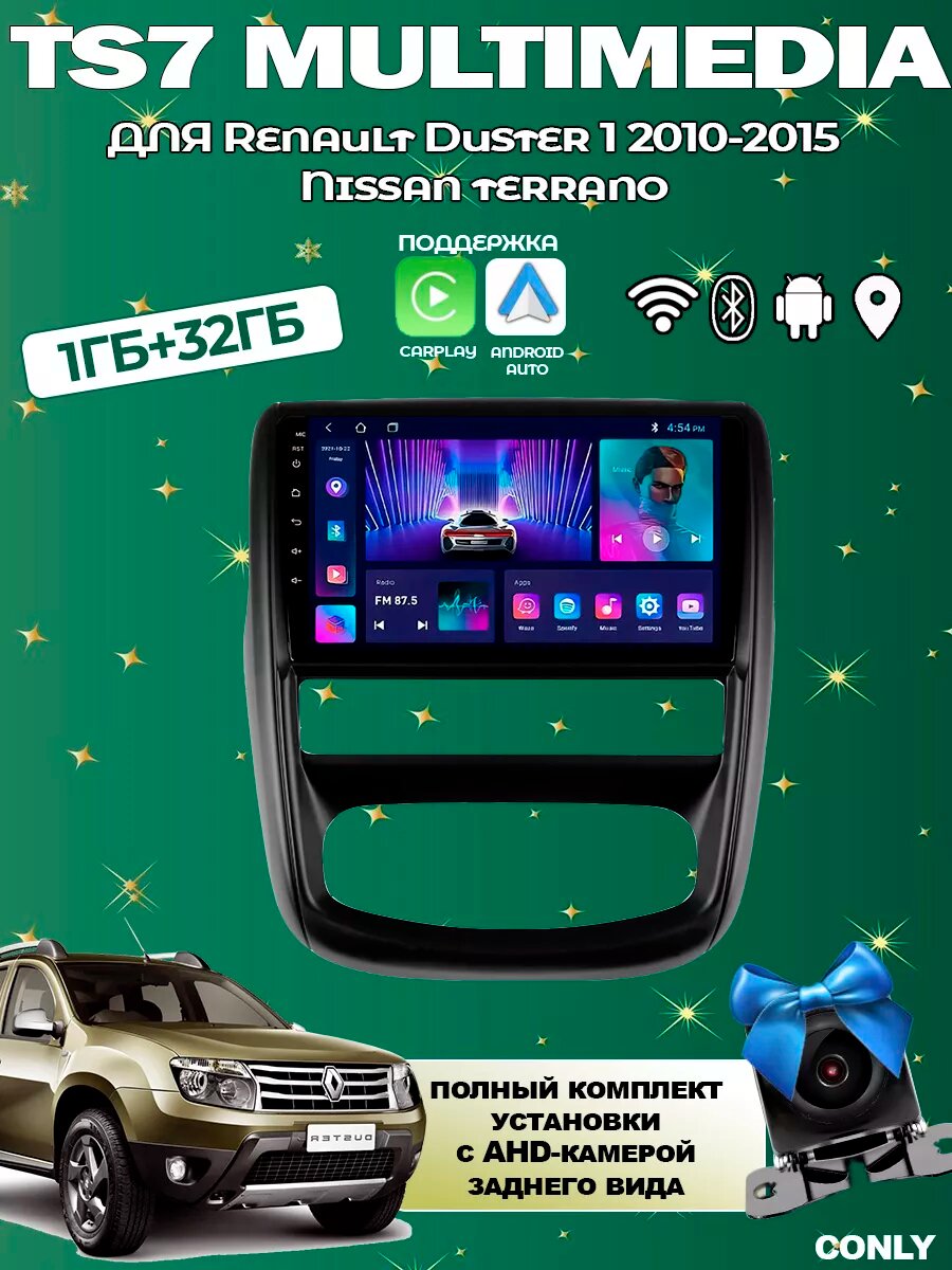 Андроид магнитола для Renault Duster 1 2010-2015 TS7 Bluetooth, FM/AM, GPS, Сенсорная
