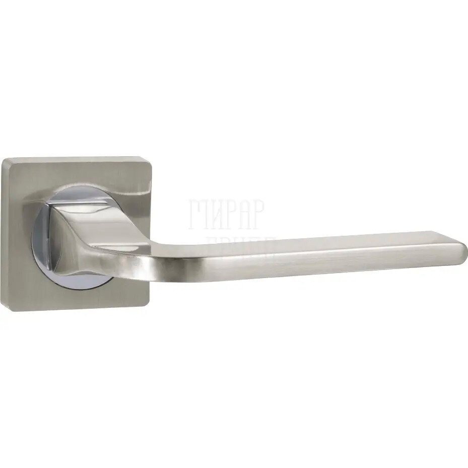 Дверная ручка Ajax (Аякс) на квадратной розетке "SPLINE" JK матовый никель + хром