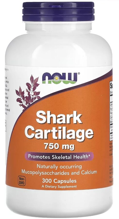 NOW Shark Cartilage 750 mg 300 capsules (Акулий хрящ)