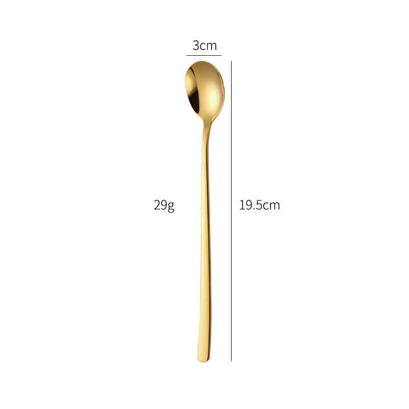 304 ложка из нержавеющей стали корейский стиль длинная ручка ложка для льда Бар Ложка для смешивания высокая цветовая