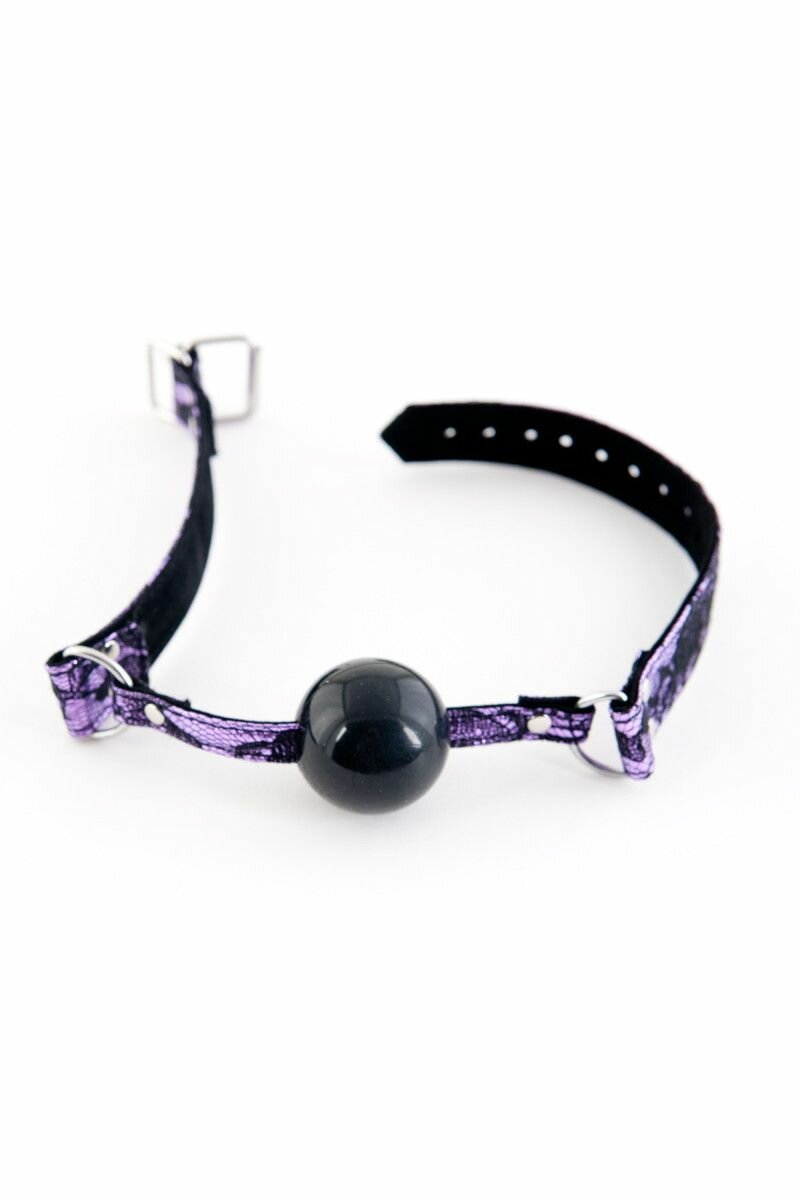 Кляп из премиальной серии Orion на кружевном ремешке, пурпурный.