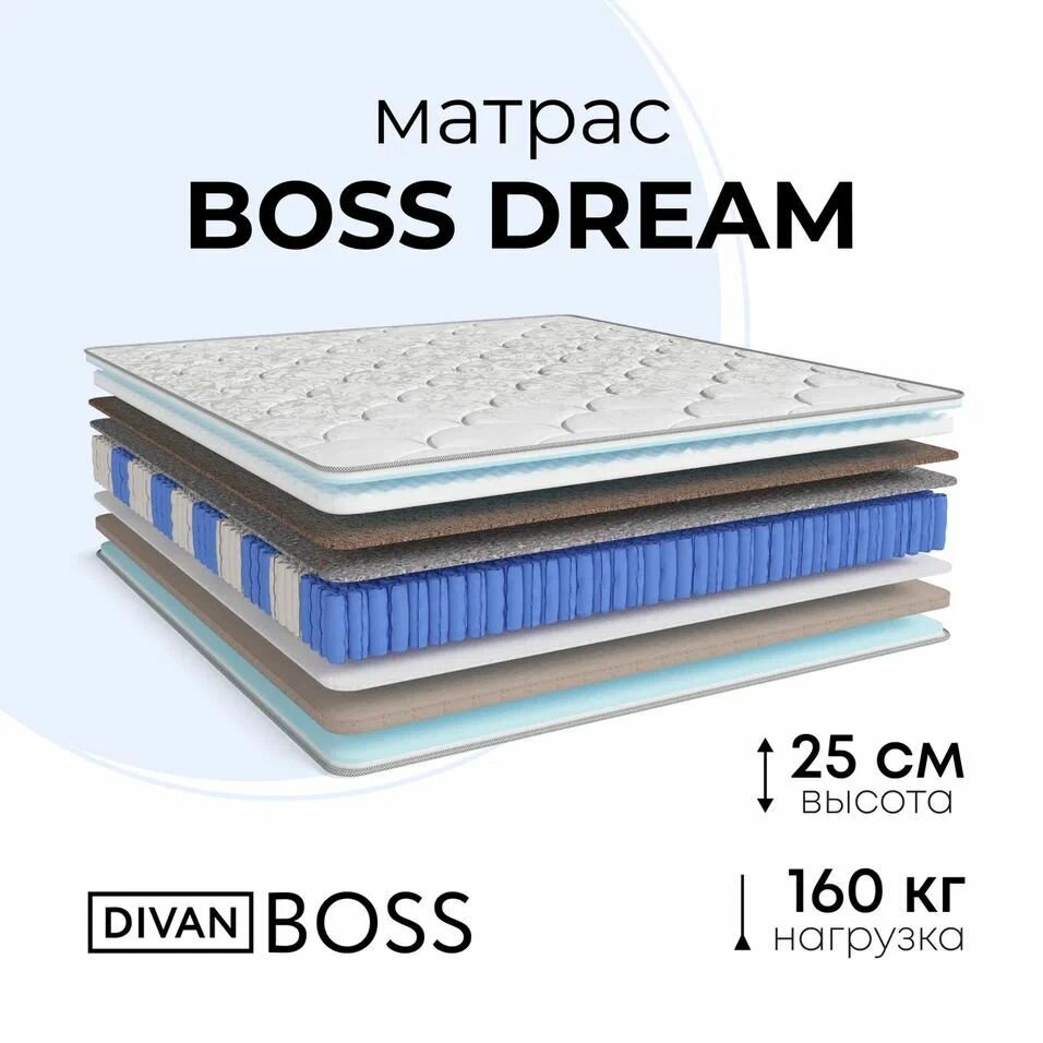 Матрас BOSS DREAM 160*200 см, независимые пружины, средняя жесткость