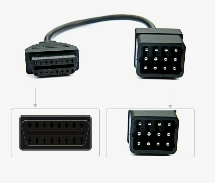 Переходник Автосканера для Renault с 12 pin на OBD2 16 pin