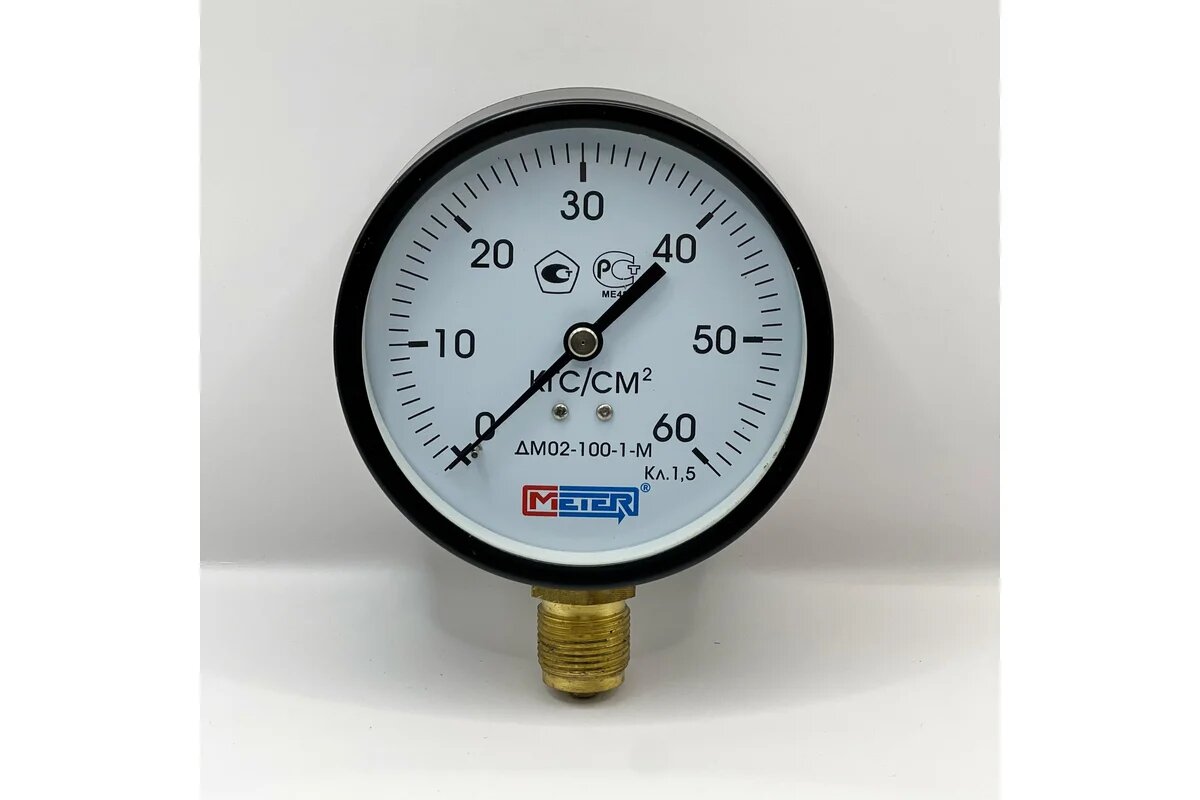 Метер ДМ 02-100-1-М диапазон давления 0.60 кгс/см2 резьба М20x1,5 кл.1,5 исполнение 740