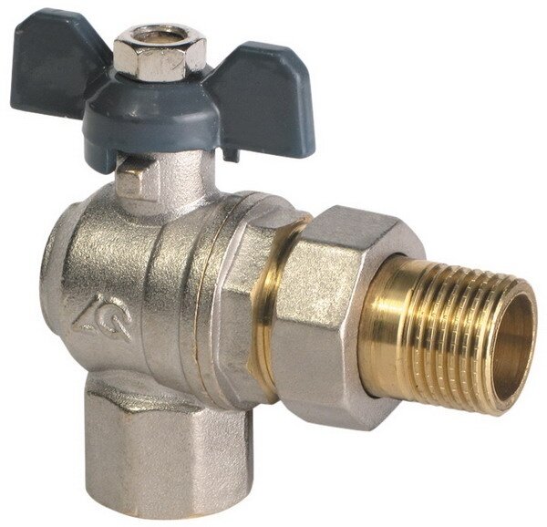 Кран шаровой AQUALINK со сгоном, угловой, 1/2 гхш, бабочка