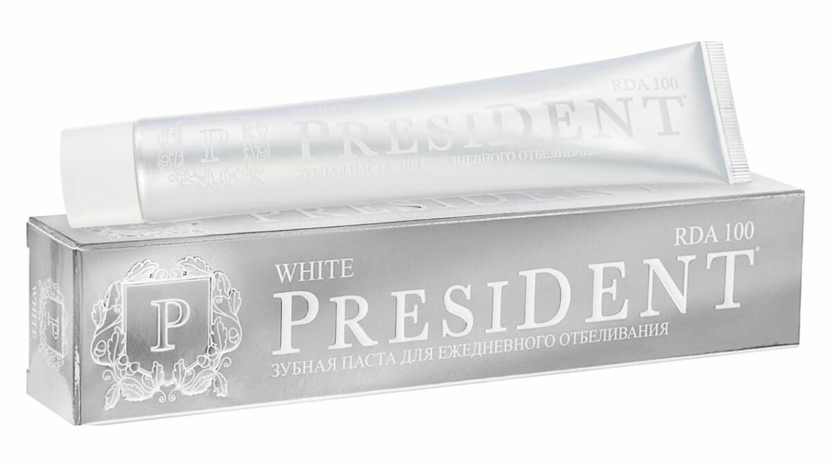 Зубная паста President "White", отбеливающая, 75 мл