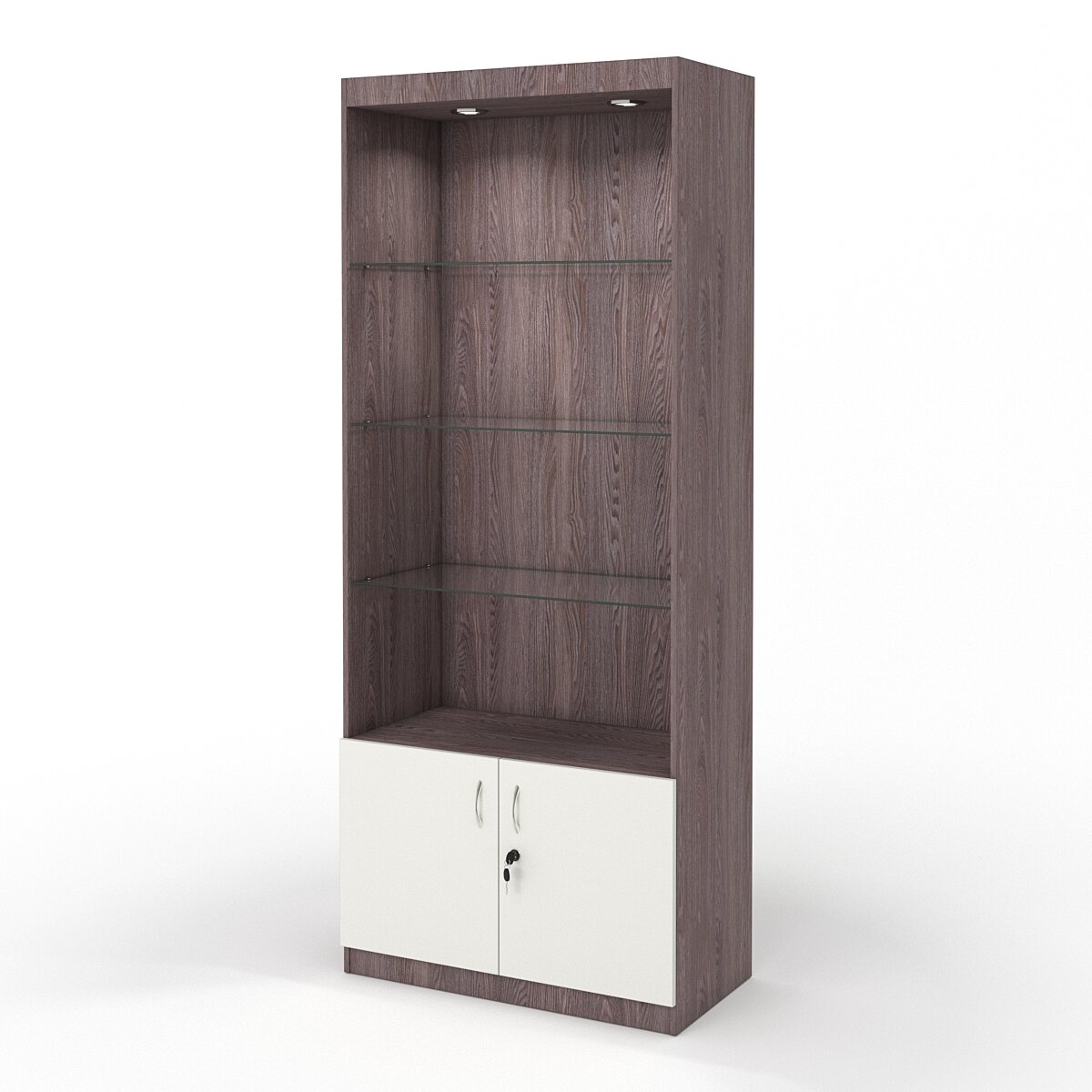 Стеллаж "афродита" №1-4 (задняя стенка - ДВП), Ясень Анкор и Белый U31105-1