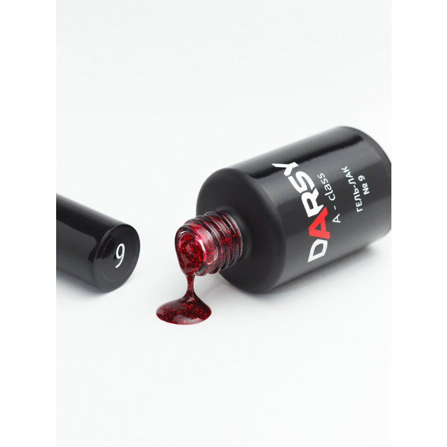 DARSY, Гель-лак № 9 малиново-красный с шиммером, 8 мл