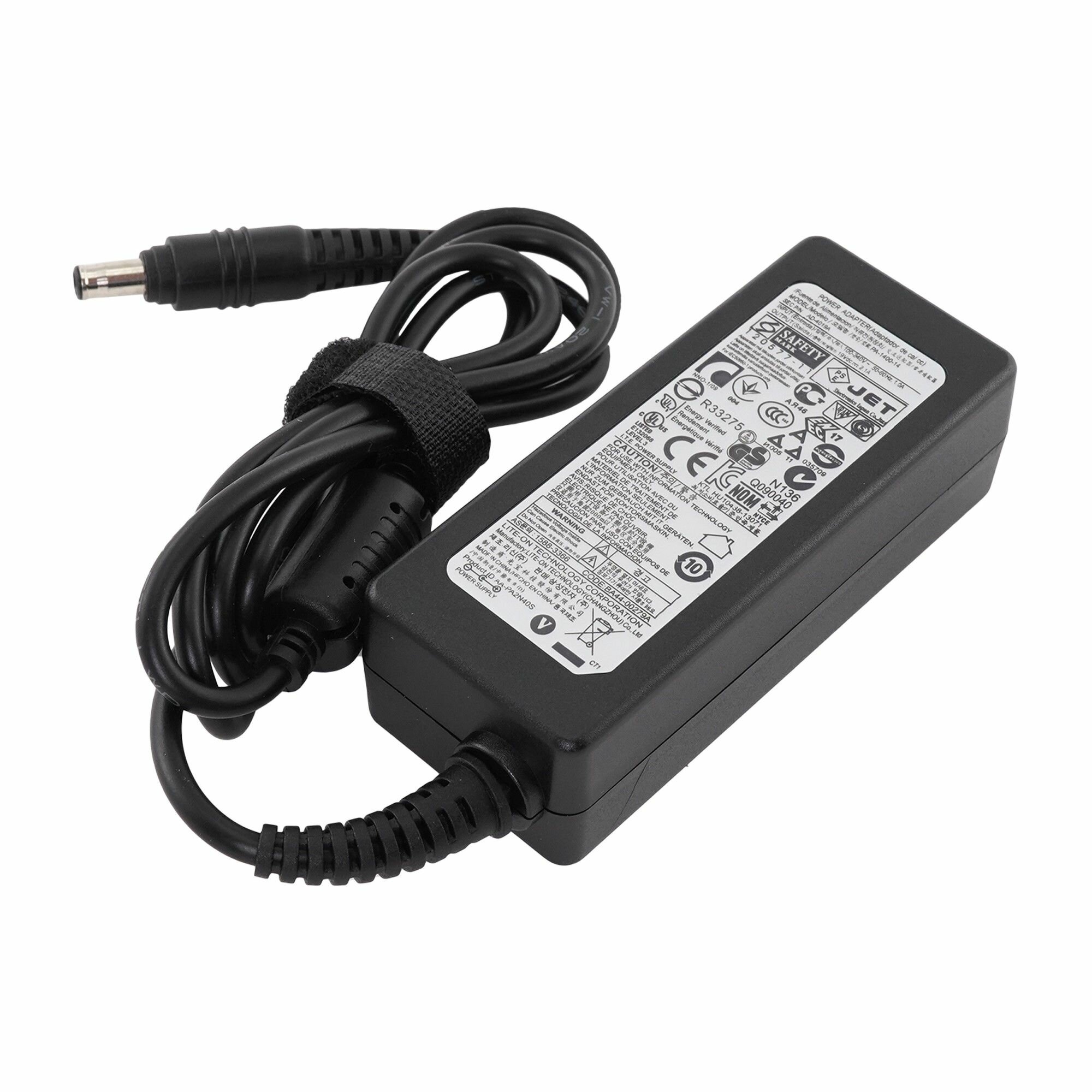 Зарядное устройство + силовой кабель питания для ноутбука Samsung 19V 2.1A (40W) 5.5x3.0мм с иглой
