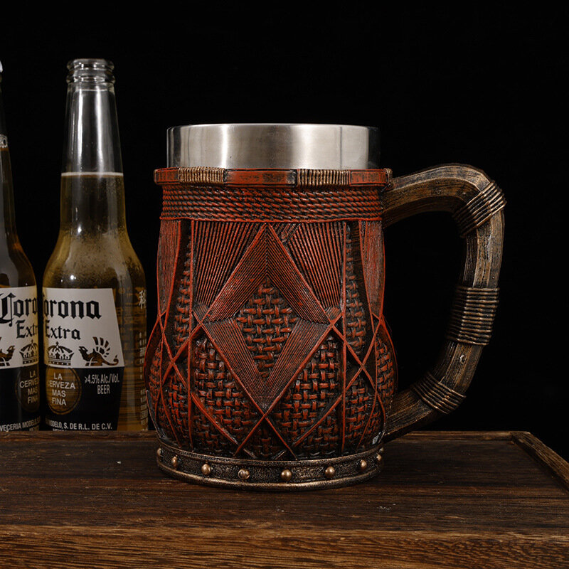 Вход в новый продукт, Creative Staine Steel Retro Bamboo Barrel Cup, пивной чашка из нержавеющей стали с большими возможностями.