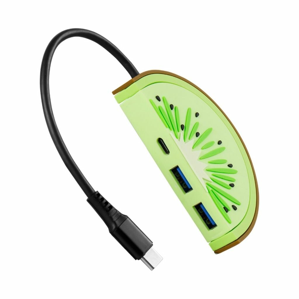 Тип C Мужчина до 2x USB3.0+Женский мультипортаж Multiports Adapter зарядное устройство, фрукт киви