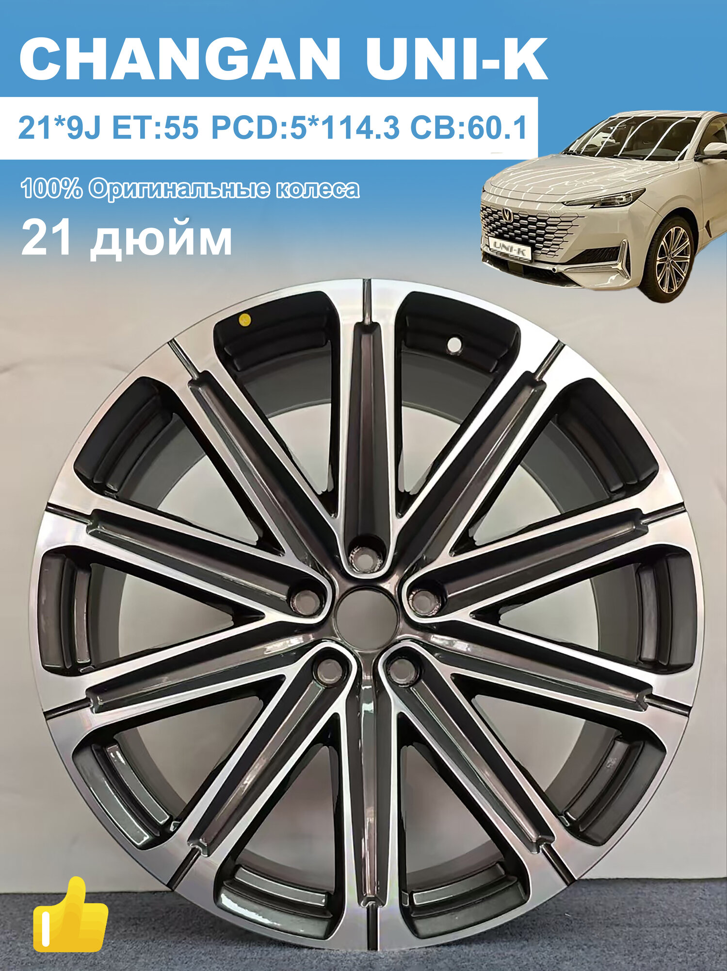 Оригинальные диски CHANGAN UNI-K 21 дюйм 21*9J；ET:55；PCD:5*114.3. CB:60.1