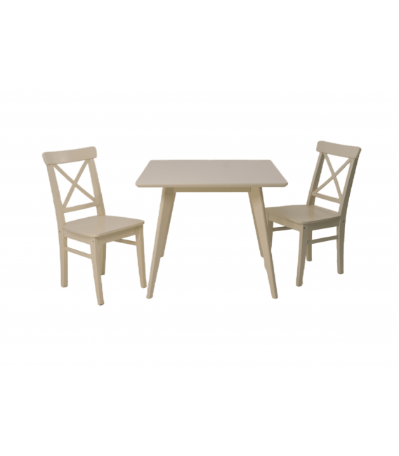 Стол Сканди М 90 слоновая кость со стульями Ингольф слоновая кость