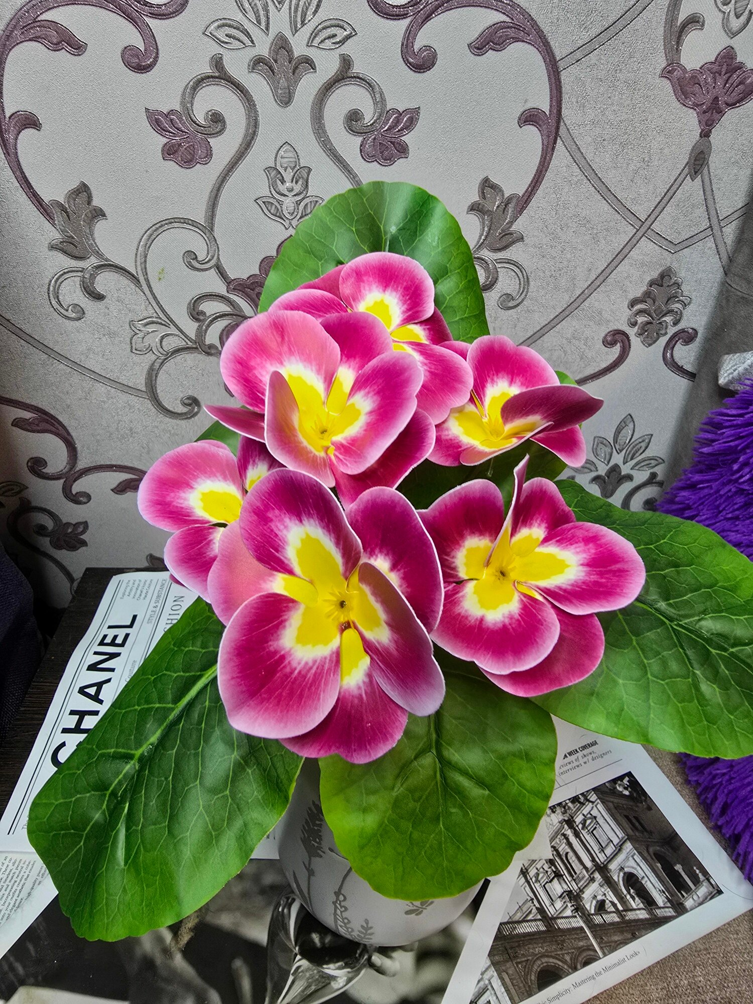 Искусственные цветы Holodilova, "Анютины глазки" , декоративные листья, сиреневые