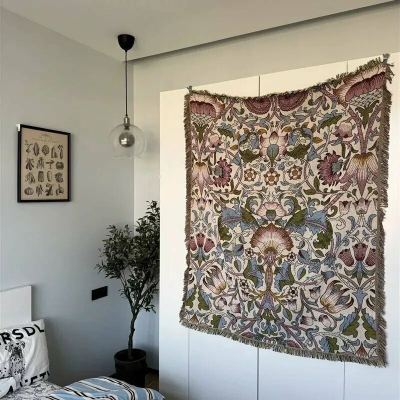 Плед William Morris, цветочный принт, хлопок/полиэстер, 130х160 см