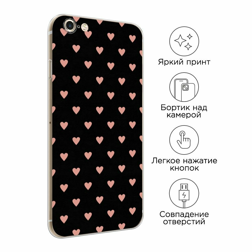 Чехол на Apple iPhone 6 Plus/6S Plus / Айфон 6 Плюс/Айфон 6С Плюс с принтом "Розовые сердечки" — фото 1