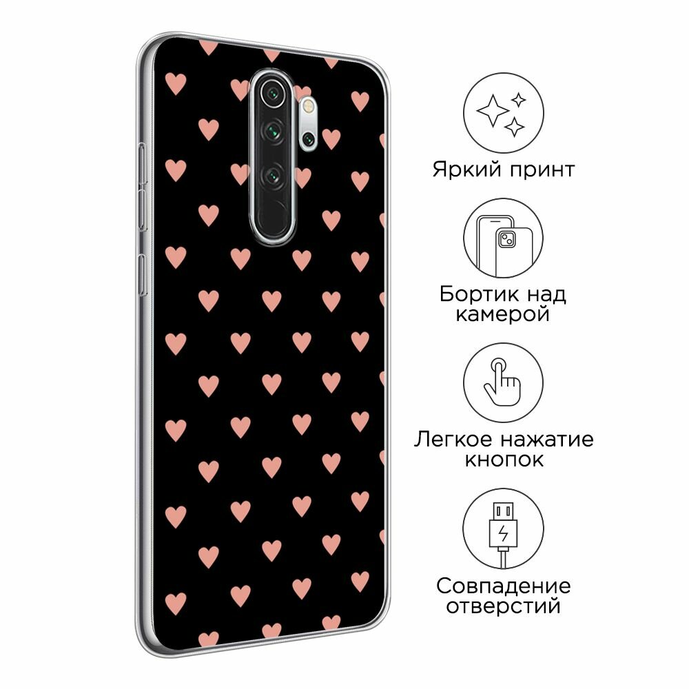 Чехол на Xiaomi Redmi Note 8 Pro / Сяоми Редми Нот 8 Про с принтом "Розовые сердечки" — фото 1
