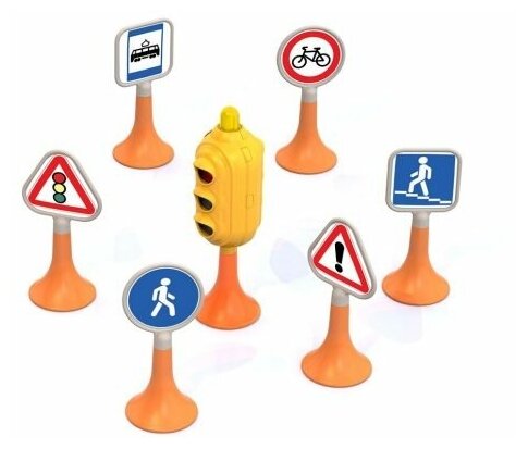 Набор "Дорожные знаки" №1: светофор,6 знаков (в сеточке)