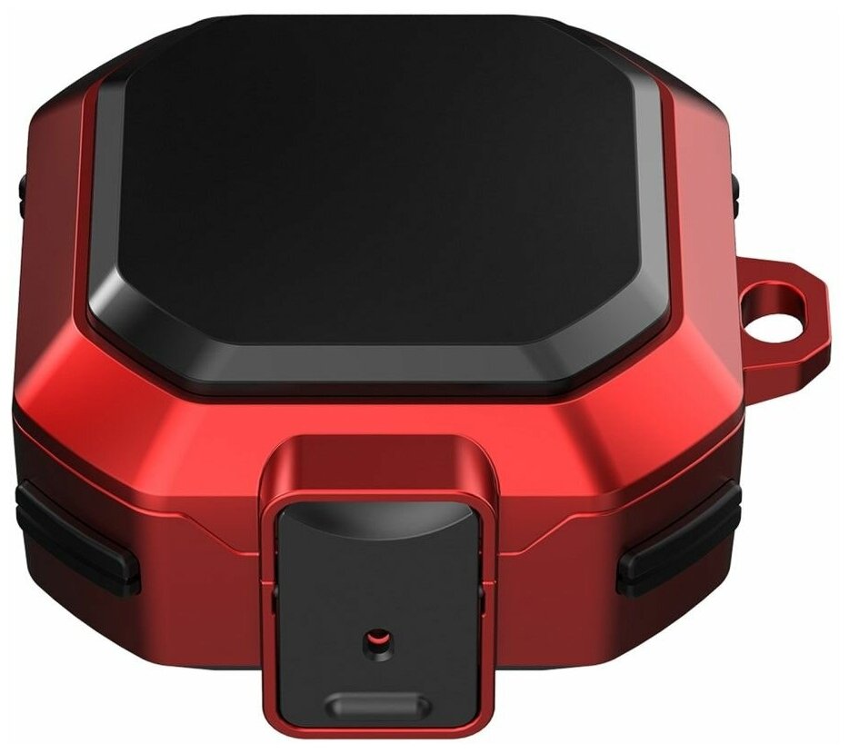 Защитный чехол Grand Price с защелкивающейся крышкой и карабином для беспроводных наушников Samsung Galaxy Buds2 / Live / Pro, красный