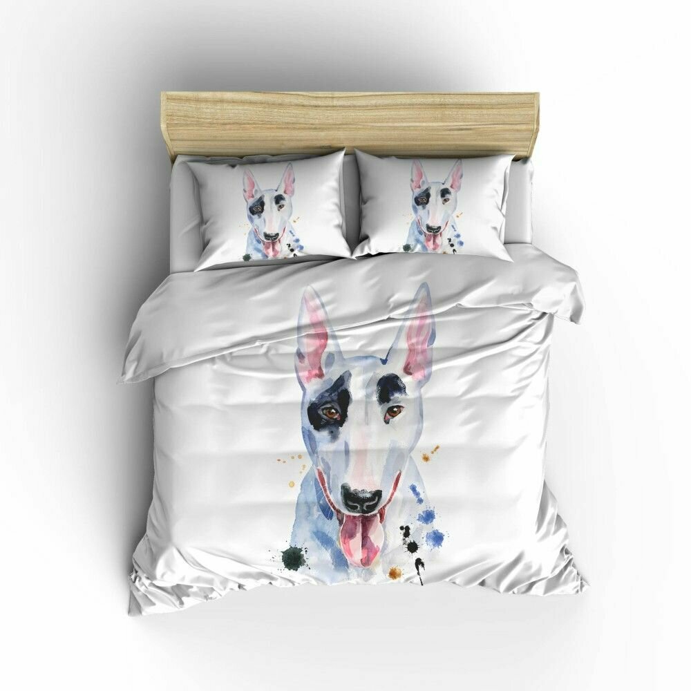 Арт комплект постельного белья Бультерьер акварель Семейный, 70/70