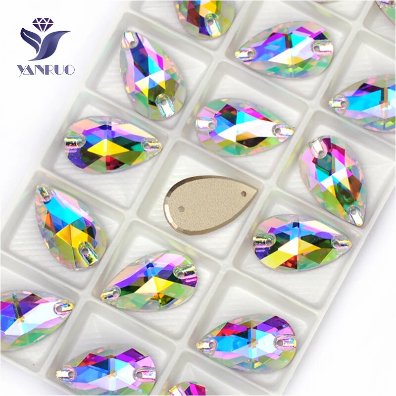 YANRUO Стразы 11x18mm Crystal AB, 72шт