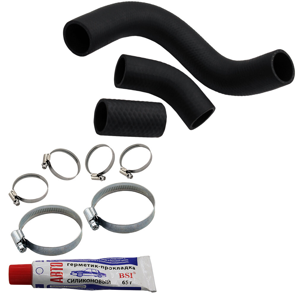 Патрубки радиатора Riginal для а/м ГАЗ 53, 3307, 3308 дв. 511, 513, 523 с хомутами и герметиком (кт. 3 шт.)