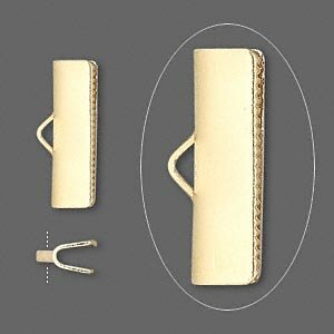 Концевики, 19х7мм (ширина 19мм), зажимы для ленты, гладкие, базовый материал - латунь, позолоченные, пара