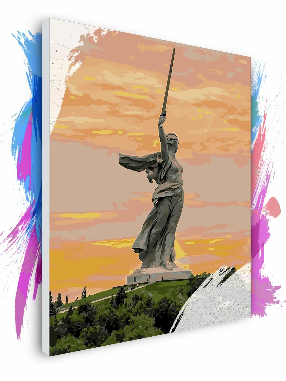 Картина по номерам на холсте Волгоград - Родина-мать на закате, 40 х 50 см