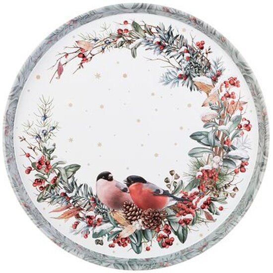 Поднос сервировочный Agness "снегири" 33х2,1 см