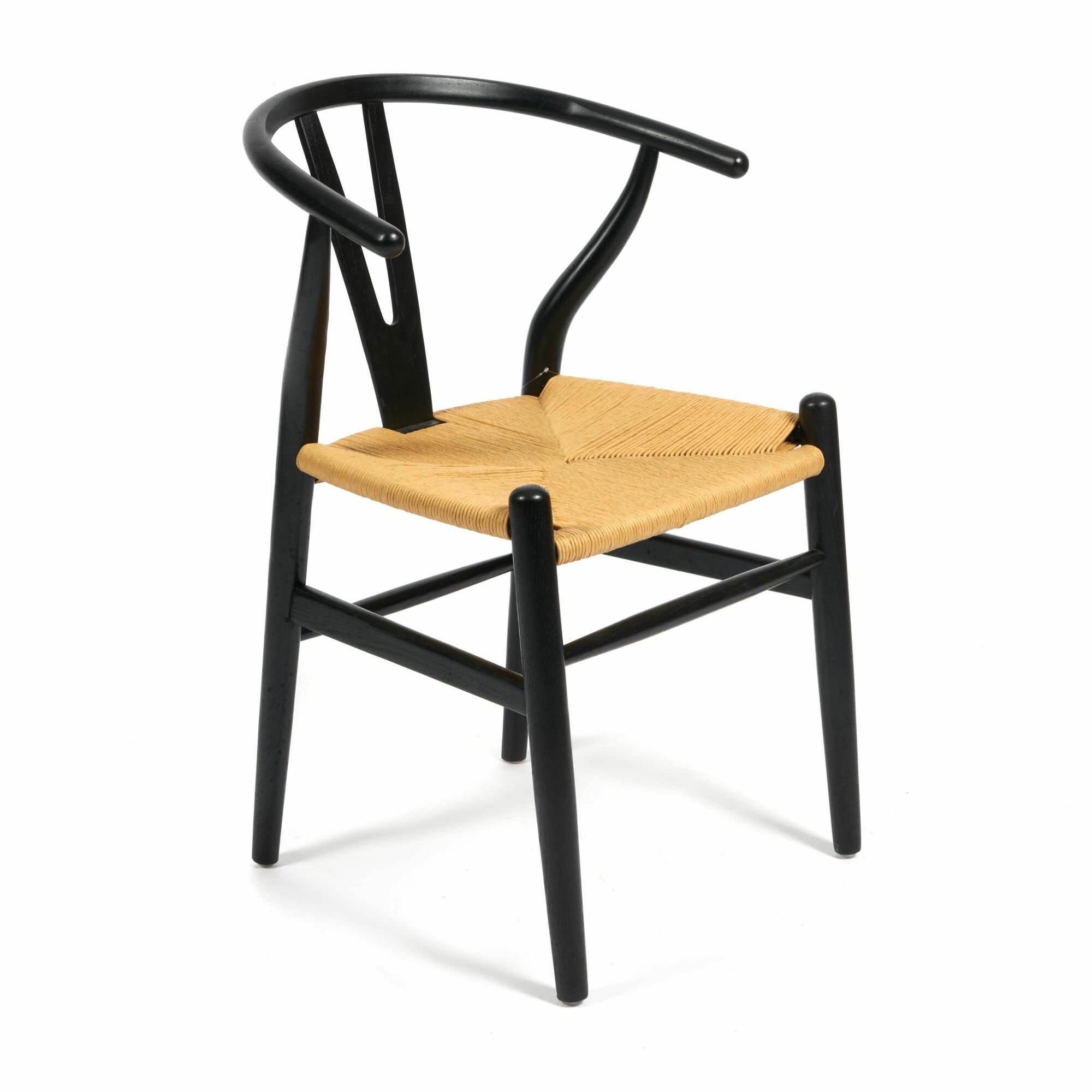 Стул WISHBONE (mod. CB2212) Tetchair светлое дерево, черный, дерево, твердое сиденье, с подлокотниками