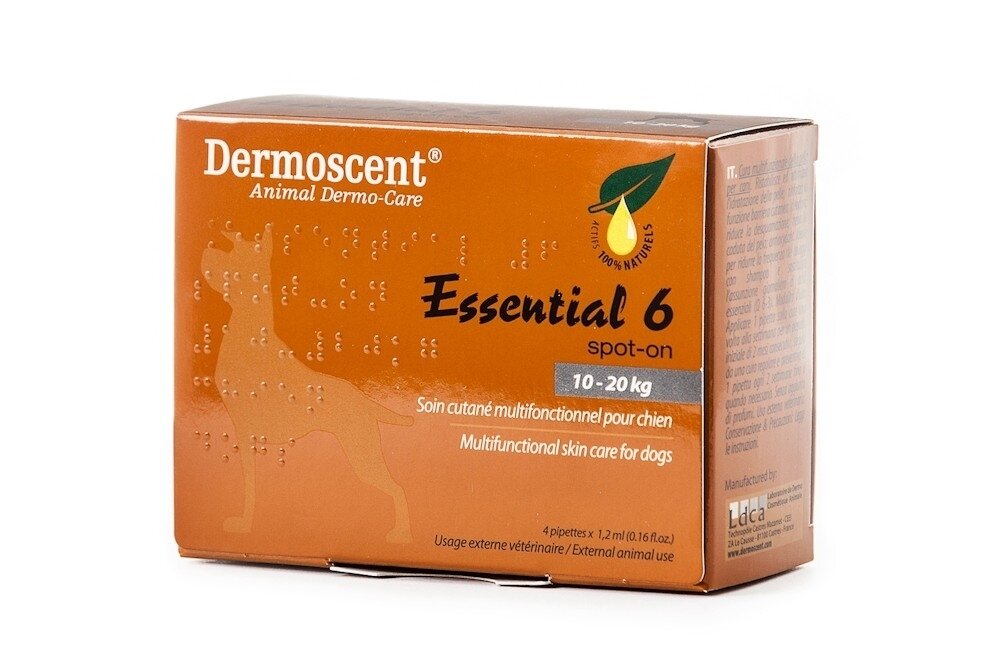 Капли для ухода за кожей собак 6 SPOT ON М 10 до 20 кг 4 шт