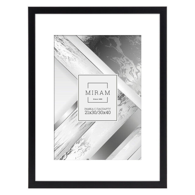 Мирам фоторамка с паспарту 300х400 мм черная пластиковая рамка с аккуратной отделкой