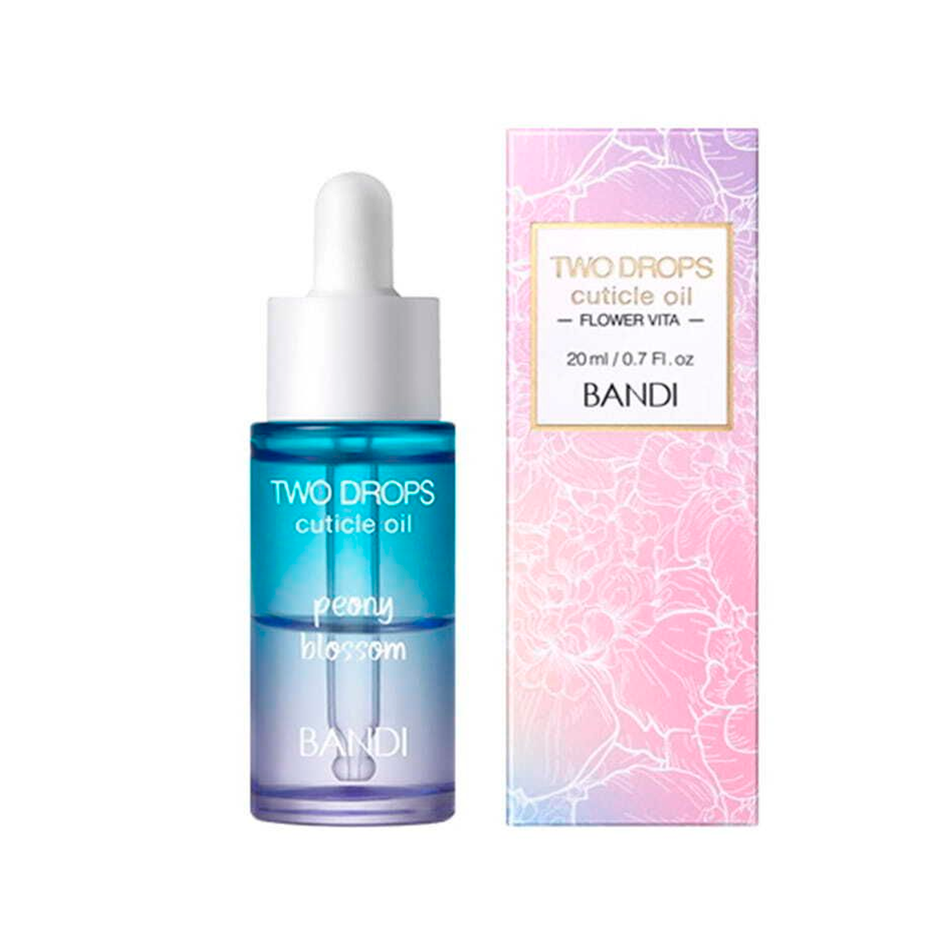 BANDI двухфазное масло для кутикулы BANDI FLOWER VITA TWO DROPS OIL PEONY BLOSSOM 20 ml