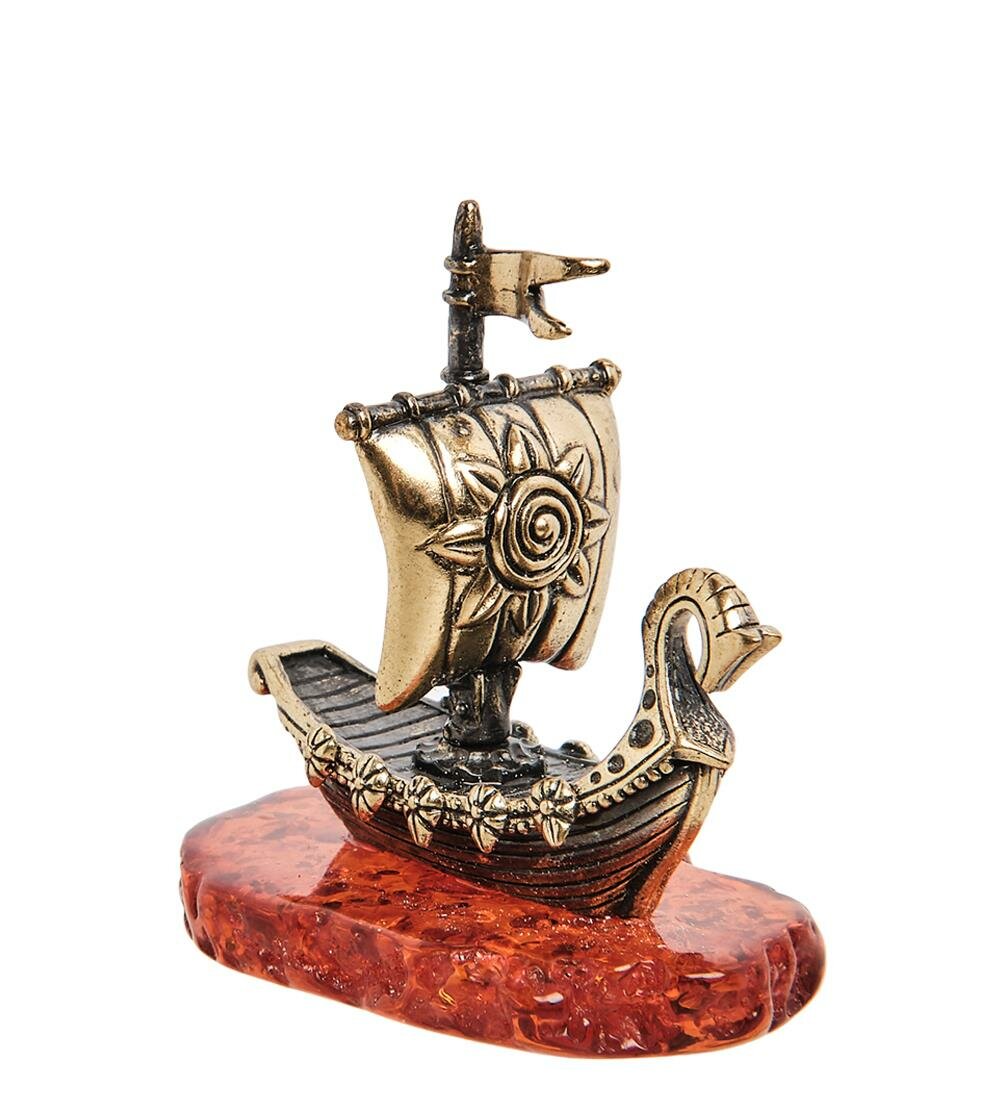 Фигурка Ладья мал. (латунь, янтарь) A2101875 Народные промыслы, бронзовый