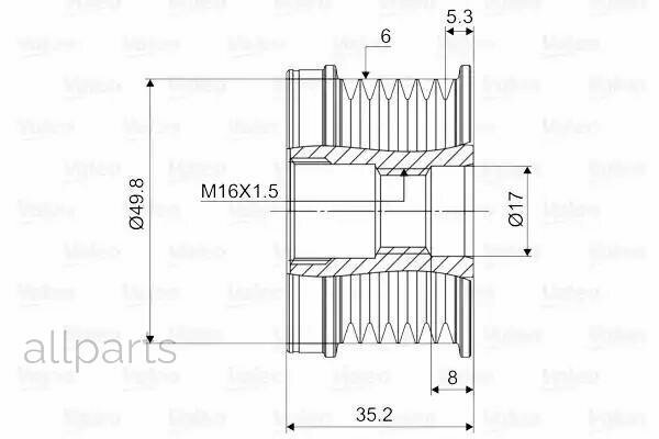 VALEO 588078 Шкив генератора (с крышкой)