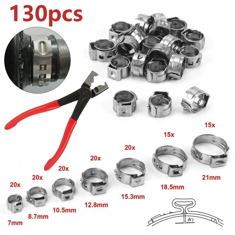 Зажимы для шлангов ZENHOSIT 130 шт, нержавеющая сталь only 130pcs clamps