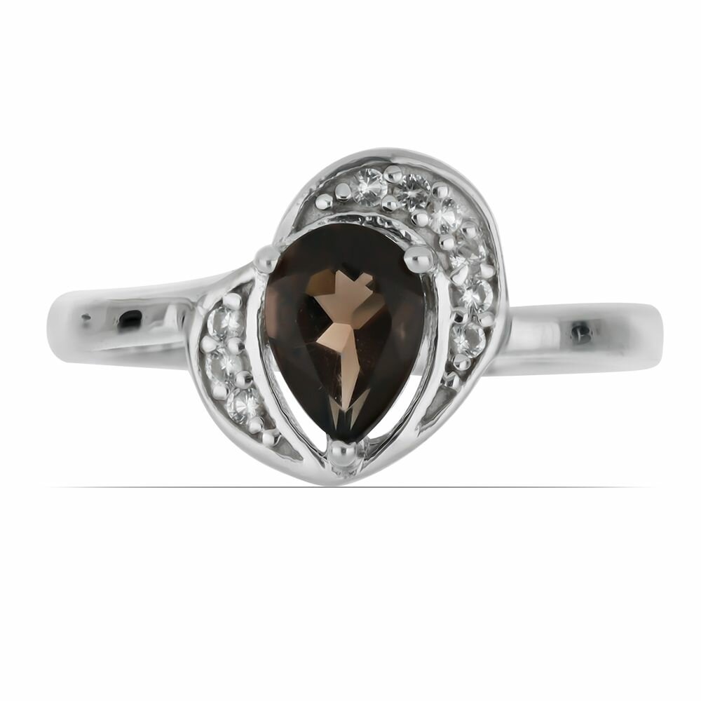 Кольцо тонкое, серебро, 925 проба, родирование, топаз, кварц