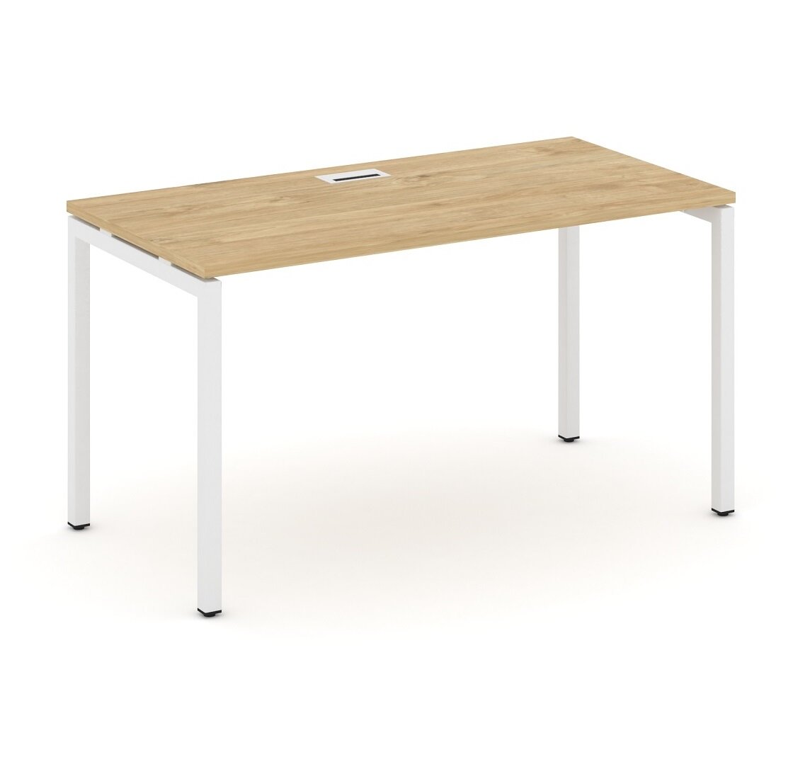 Стол письменный П-образный м/к (сечение 40х40) Style Project Riva SN-4P. SP-005 Тиквуд Светлый/Белый мет. 1780*600*750